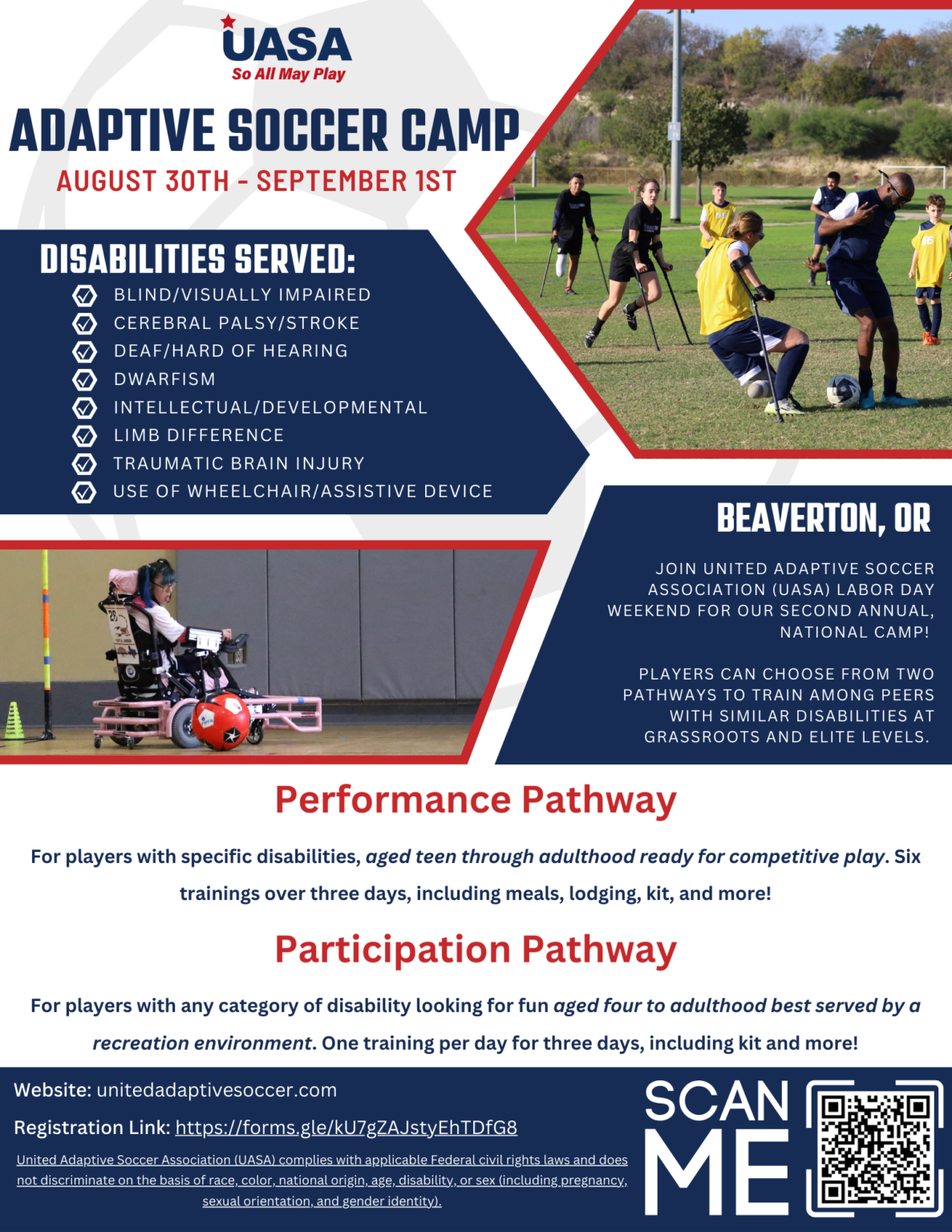 Adaptive Soccer Camp August 2024 - United Adaptive Soccer Association
